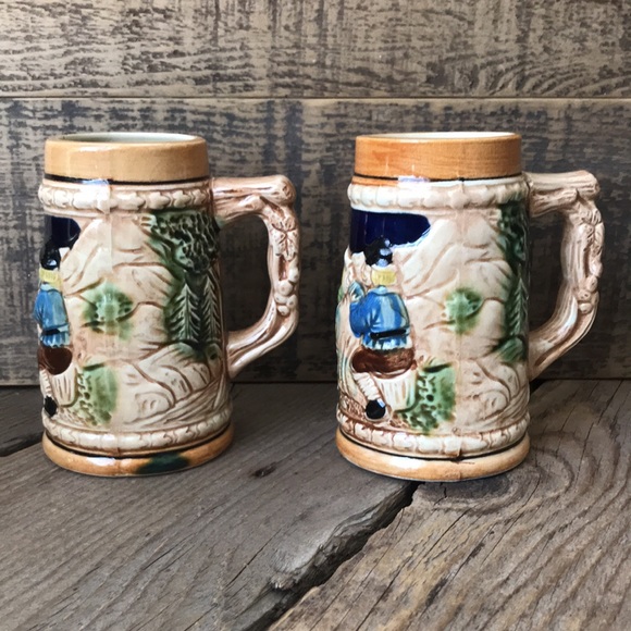 Vintage | Dining | Vtg Ceramic Relief Alpine German Style Stein Mugs ...